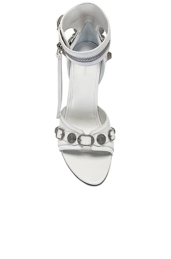 Balenciaga Cagole Sandal In Optic White & Aged Nickel - 60% Off